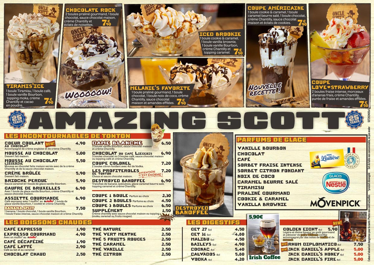 Menus chez Oncle Scott's dédiés aux States : Burgers, grillades,